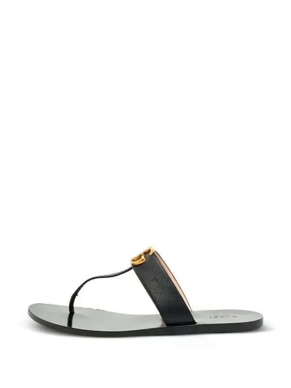 Gucci Double G Thong Flat Sandals - Black