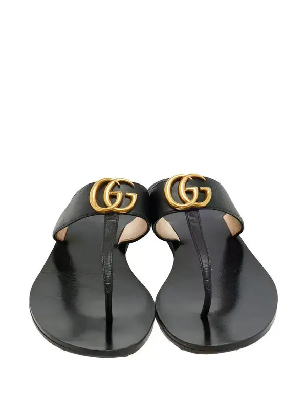 Gucci Double G Thong Flat Sandals - Black