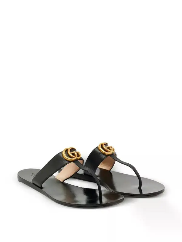 Gucci Double G Thong Flat Sandals - Black