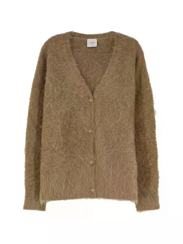 ALYSI Brushed-finish V-neck Cardigan - Neutrals