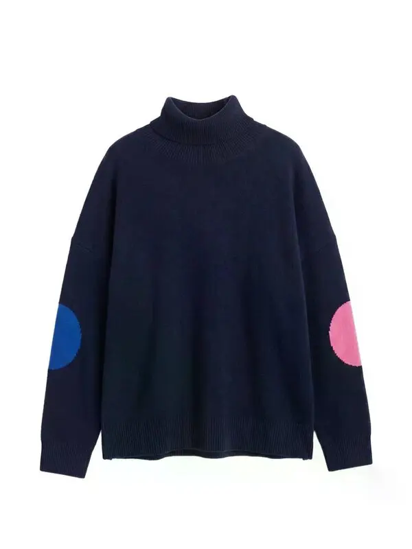 Chinti & Parker Elbow-patch Roll-neck Sweater - Blue