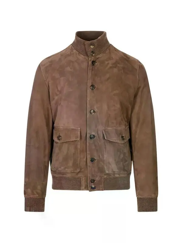 STEWART Button-up Suede Jacket - Brown