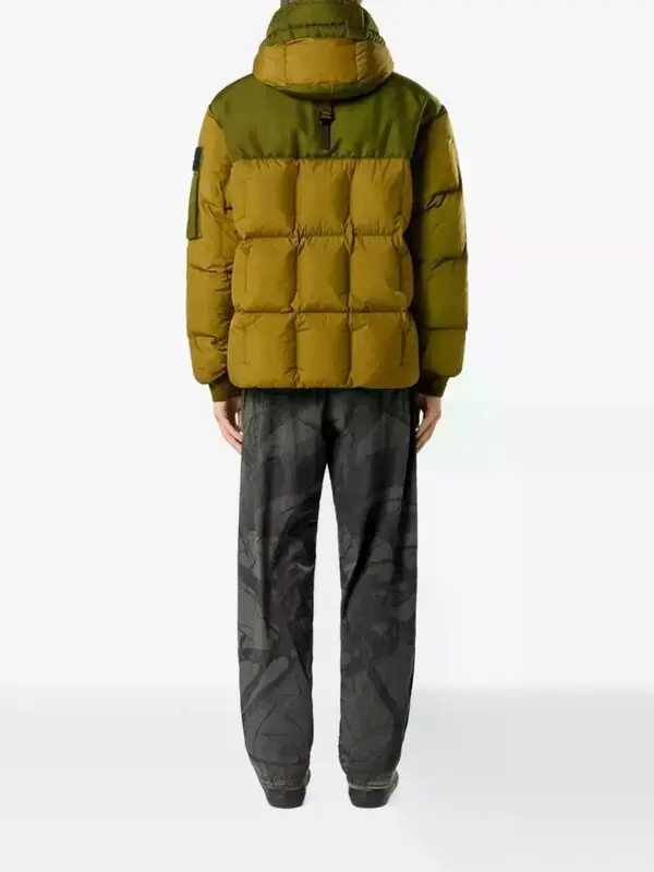 Stone Island Down Jacket With Hood And Zipper Closure