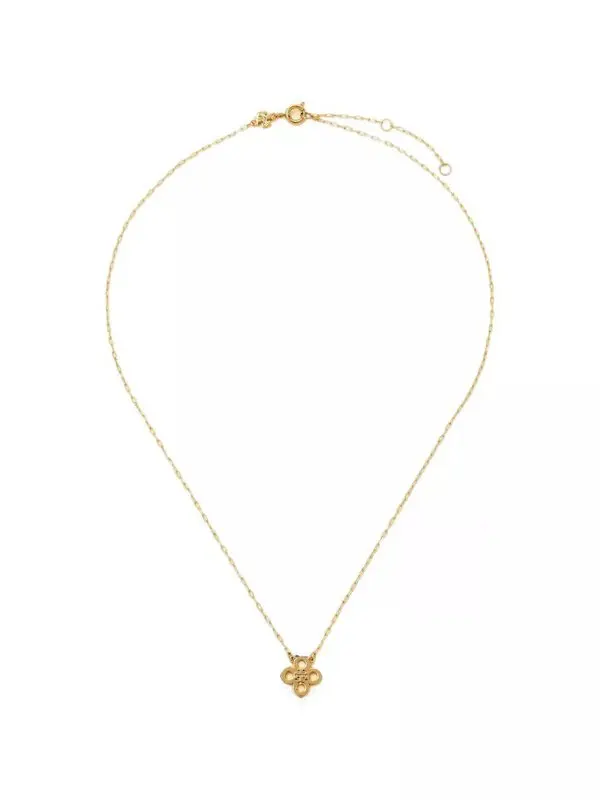 Tory Burch Forget Me Not Clover Pendant Necklace - Gold