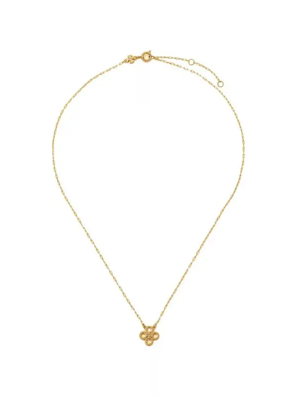 Tory Burch Forget Me Not Clover Pendant Necklace - Gold