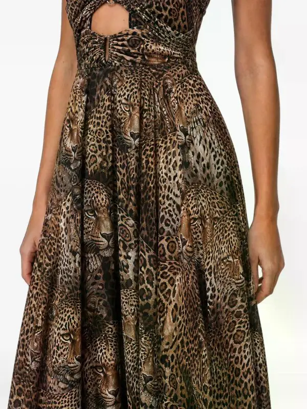 Philipp Plein Leopard Print Halterneck Maxi Dress