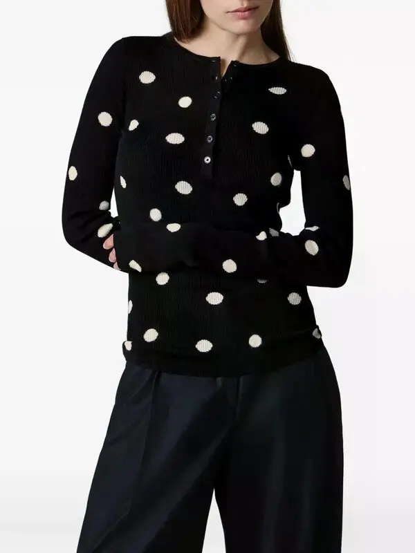 Paul Smith Merino Wool Polka Dot Henley Top