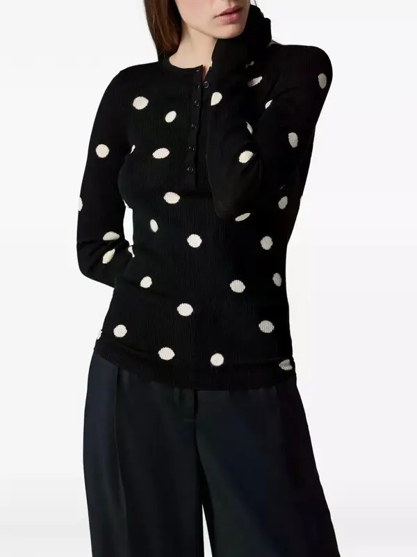 Paul Smith Merino Wool Polka Dot Henley Top