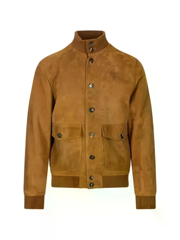 STEWART Button-up Suede Jacket - Brown