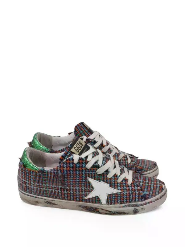 GOLDEN GOOSE Superstar Checkered Lace-up Sneakers - Blue