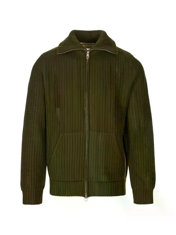 MONTECORE Ribbed Knit Zip-up Cardigan
