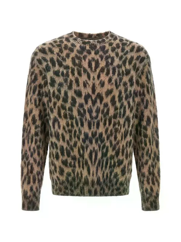 LANEUS Leopard-print Sweater - Brown