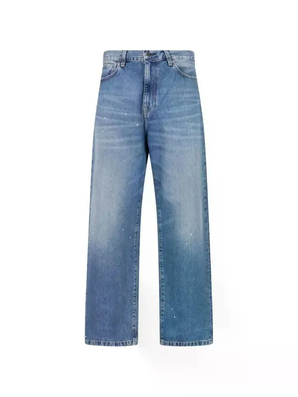 Carhartt Work In Progress Single Knee Paint-splatter Faded-effect Jeans - Blue