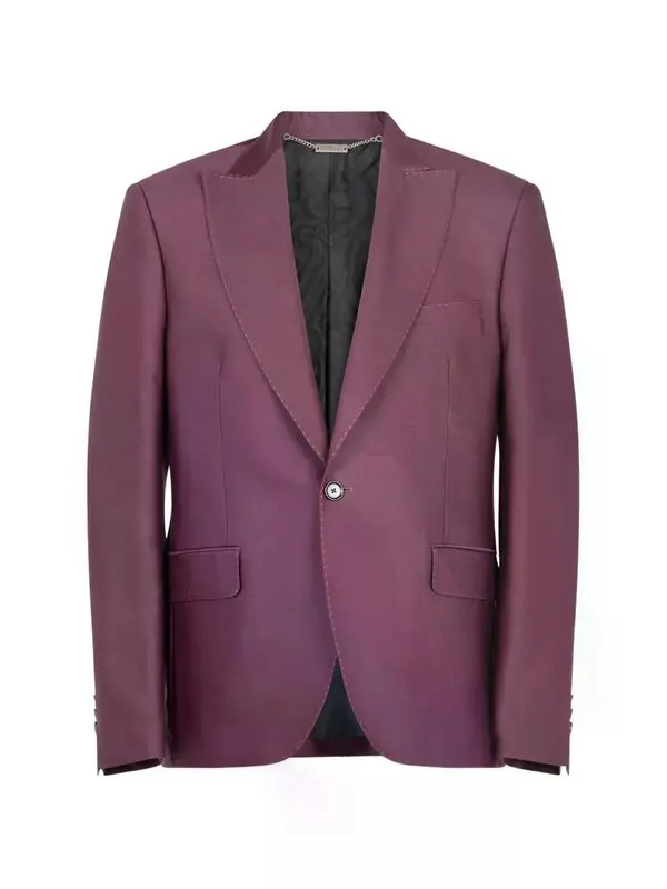 John Richmond Topstitched Peak-lapel Blazer - Purple