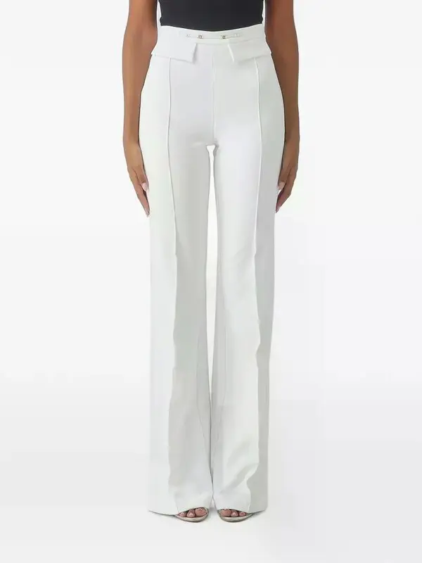 Elisabetta Franchi Ruffle-trim Flared Trousers - White