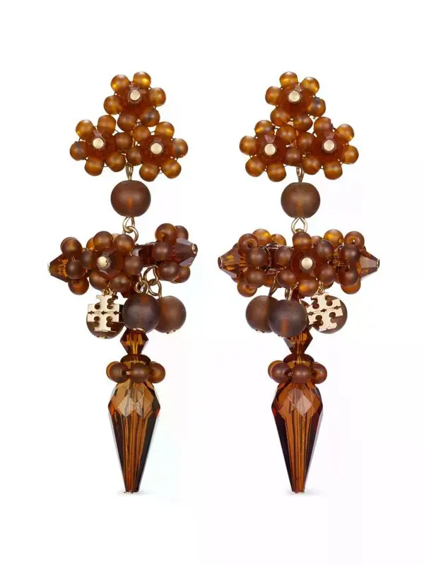 Tory Burch Curiosity Beaded Linear Earrings - Brown