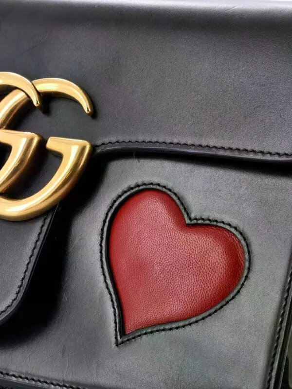 Gucci Marmont Chain Patchwork Leather Medium Shoulder Bag - Black