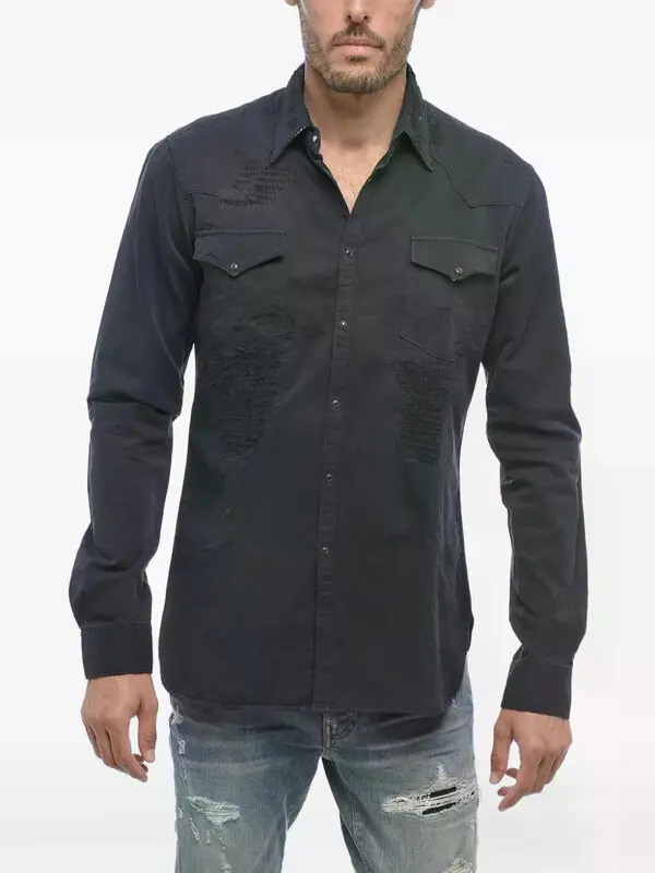 6167 STUDIO SHIRT Distressed-effect Long-sleeve Shirt