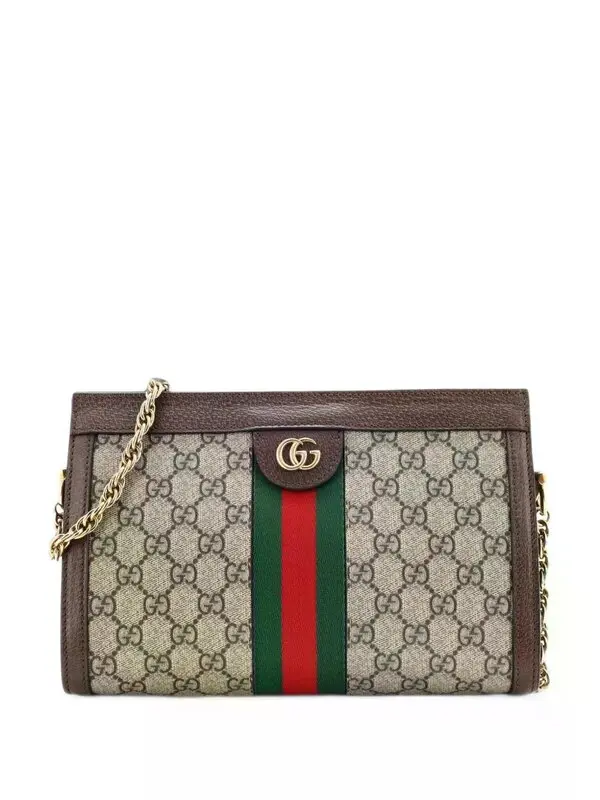 Gucci Ophidia Chain Shoulder Bag Gg Coated Canvas Small Crossbody Bag - Brown