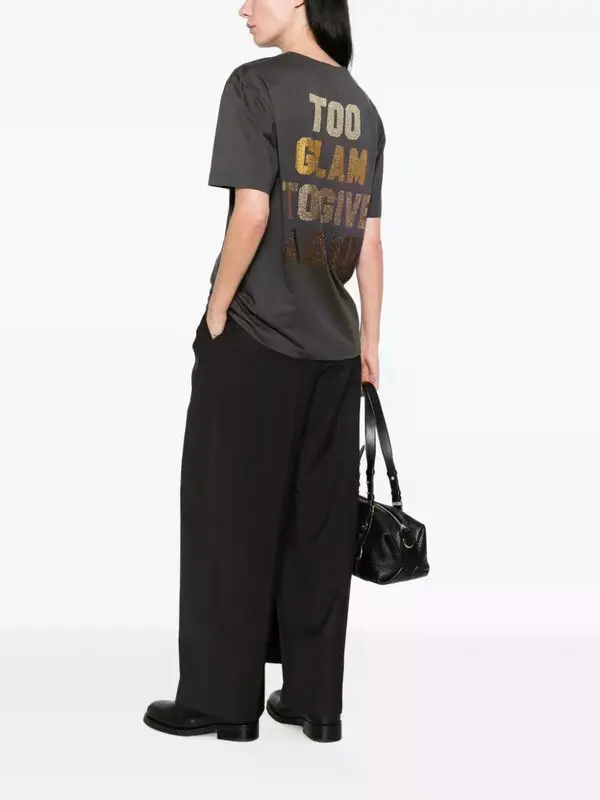 Pinko Logo Print Rhinestone Embellished T-shirt