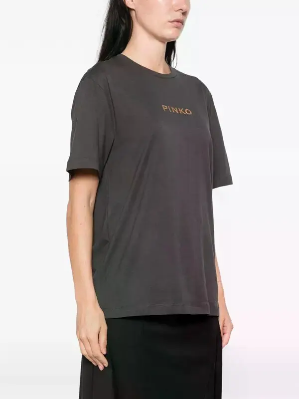 Pinko Logo Print Rhinestone Embellished T-shirt