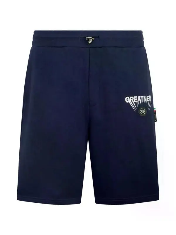 Philipp Plein Fleece Shorts With Logo Detail - Blue