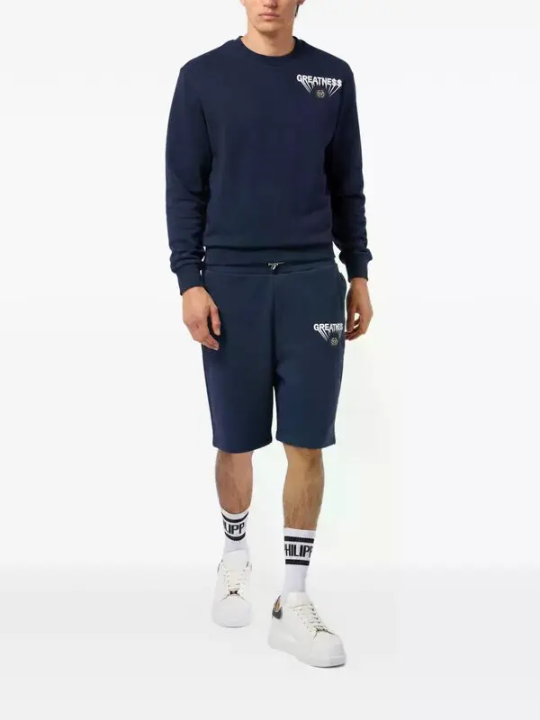 Philipp Plein Fleece Shorts With Logo Detail - Blue