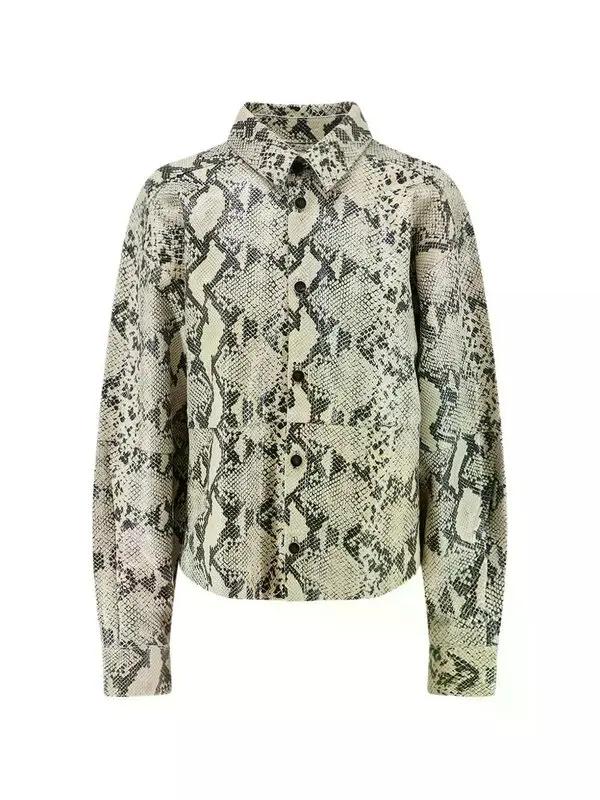 ALYSI Snakeskin-effect Button-down Shirt - Neutrals