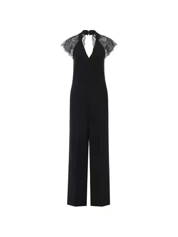 TWINSET Lace-panelled Wrap-style Jumpsuit - Black