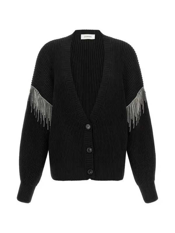 Sportmax Rhinestone-fringe Cardigan - Black