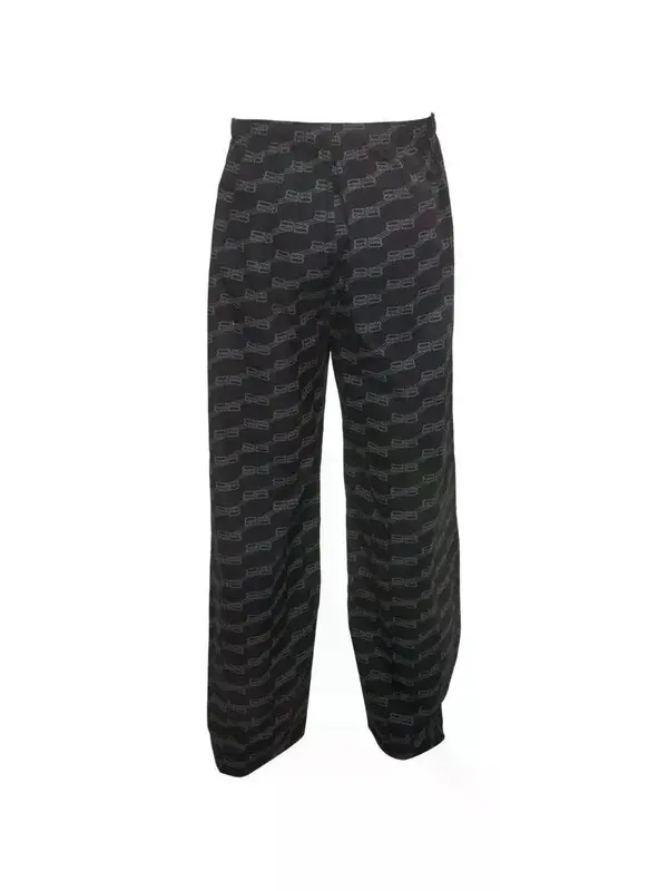 Balenciaga Bb-monogram Straight-leg Trousers - Black
