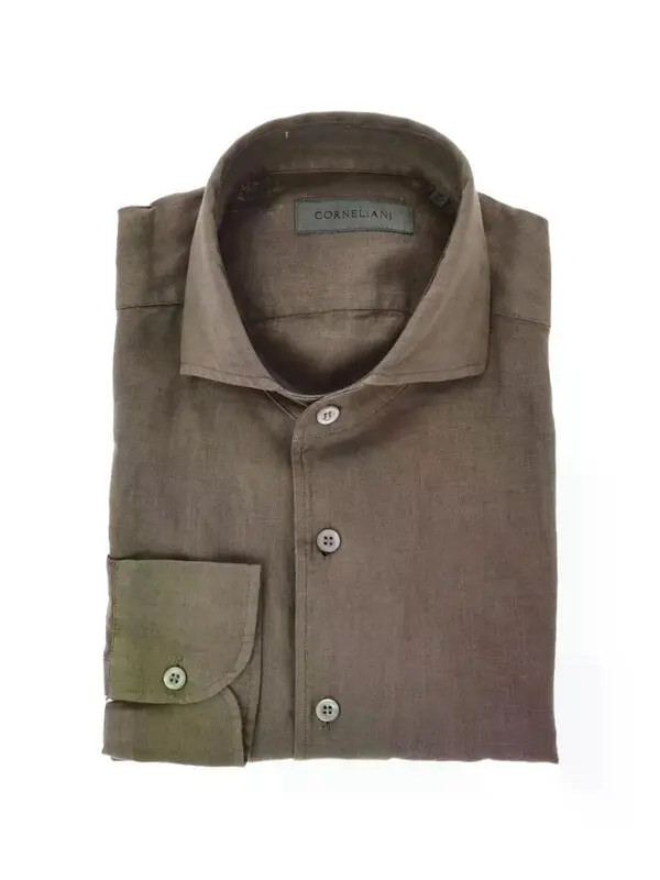 Corneliani Linen French-collar Shirt - Brown