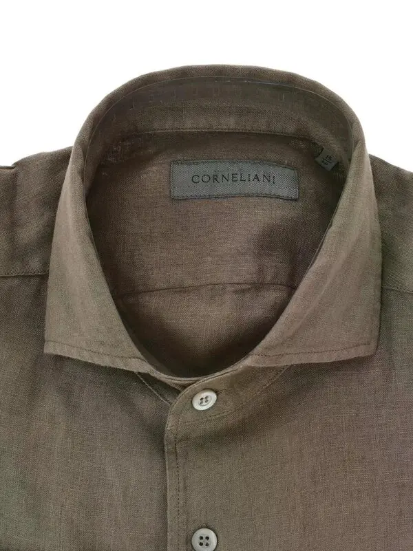 Corneliani Linen French-collar Shirt - Brown