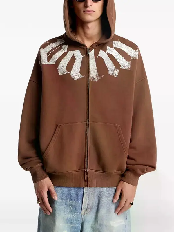 Palm Angels Logo-print Zip-up Hoodie