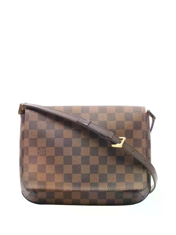 LOUIS VUITTON Damier Ebene Musette Tango Shoulder Bag - Brown