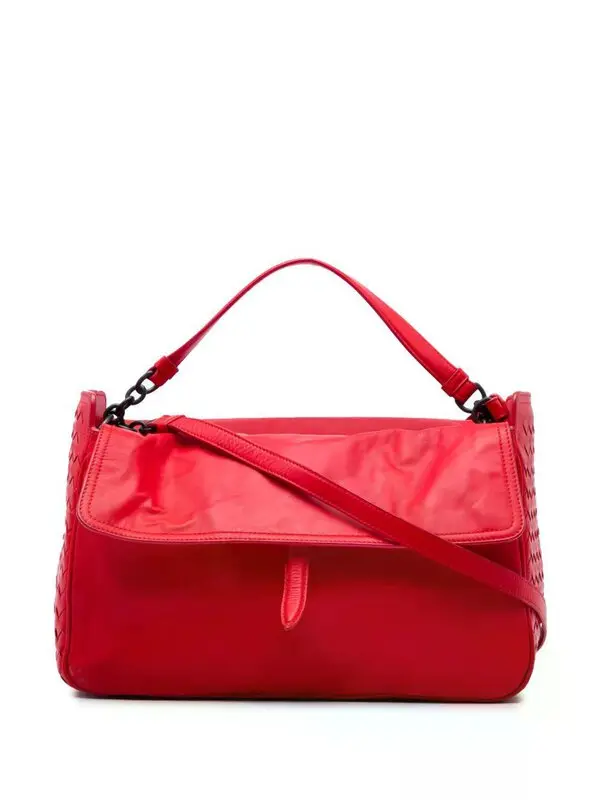 Bottega Veneta 2012-2026 Intrecciato Trimmed Nappa Satchel - Red
