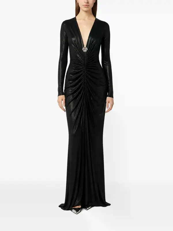 Philipp Plein Long Ruched Dress