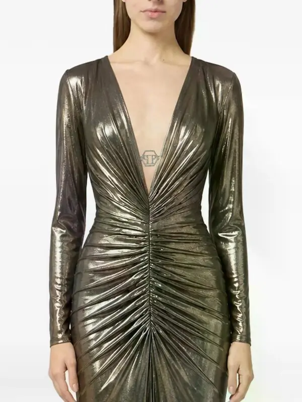 Philipp Plein Long Metallic Gown - Gold