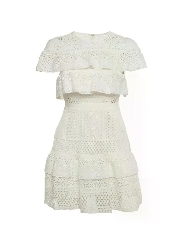 SELF-PORTRAIT Broderie Anglaise Tiered Ruffled Dress