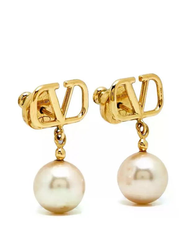 Valentino Garavani Vlogo Pearl Drop Earrings