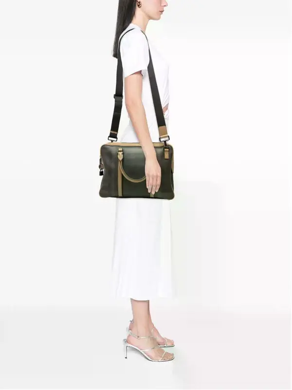 Burberry 2000-2017 Smoke Check Coated Canvas Clinton Business Bag - Grey