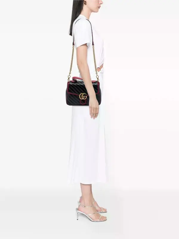 Gucci Gg Marmont Matelassé Top Handle Bag - Black