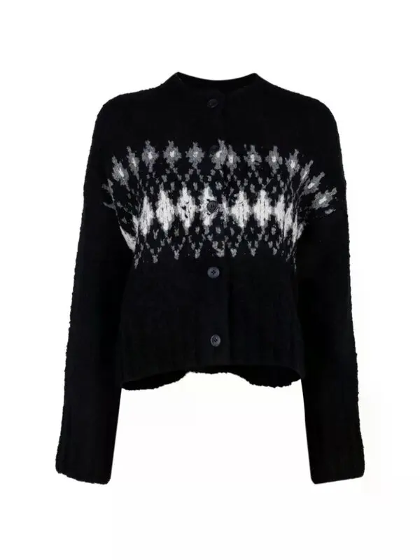 Altuzarra Haven Wool Cardigan With Fair Isle Intarsia - Black