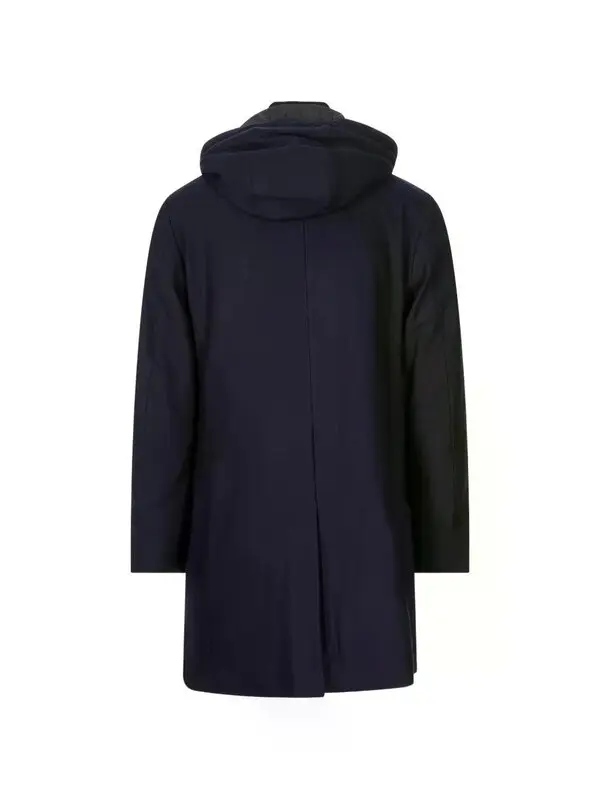 MONTECORE Hooded Button-fastening Long Sleeve Coat
