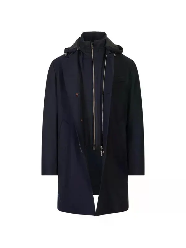 MONTECORE Hooded Button-fastening Long Sleeve Coat