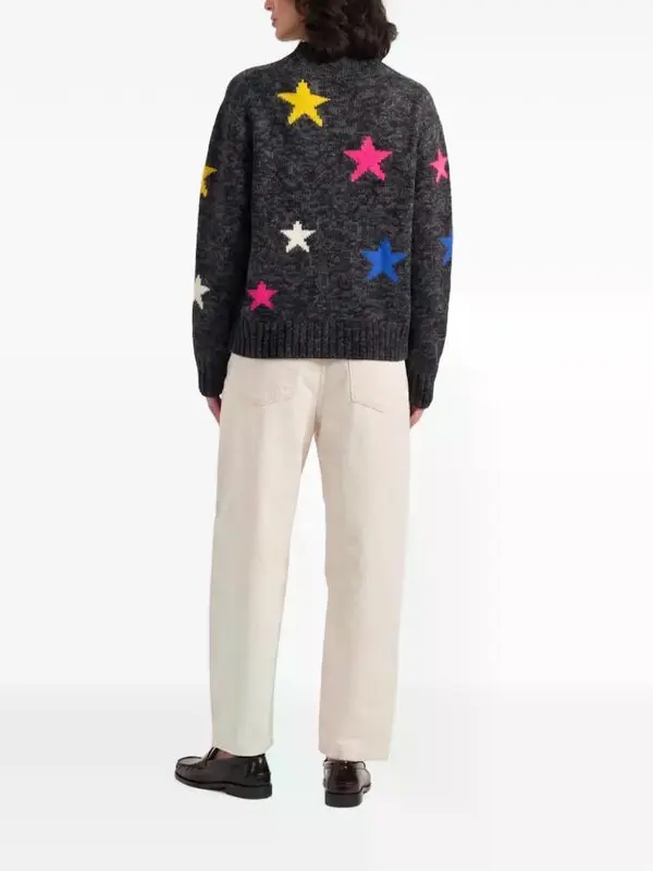Chinti & Parker Star-intarsia Roll-neck Sweater - Black