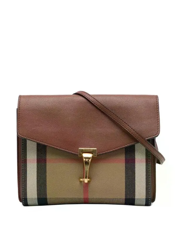 Burberry 2000-2017 Small Leather And House Check Canvas Derby Macken Crossbody Bag - Brown