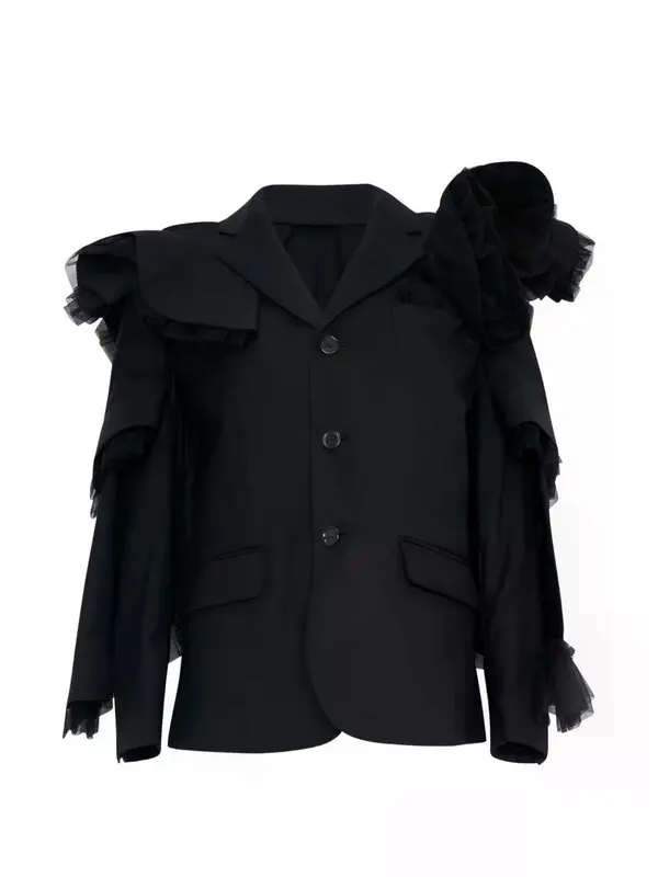 Noir Kei Ninomiya Ruffled-detail Blazer - Black