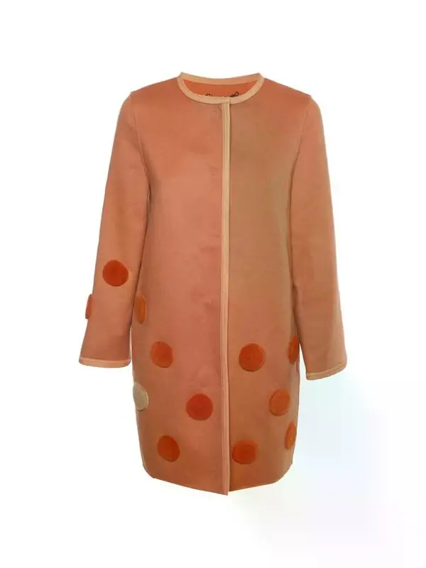Fendi Polka-dot Appliqué Single-breasted Coat - Orange