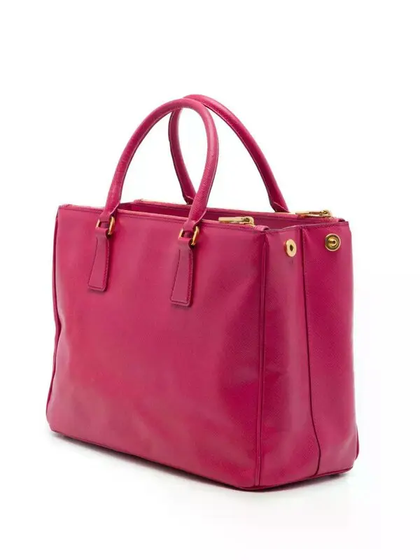 Prada 2010-2026 Medium Saffiano Lux Galleria Double Zip Tote Satchel - Pink